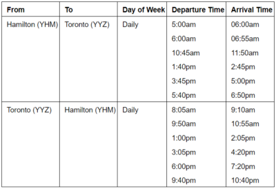 Air Canada Inaugurates Motorcoach Service Linking Hamilton with Toronto ...